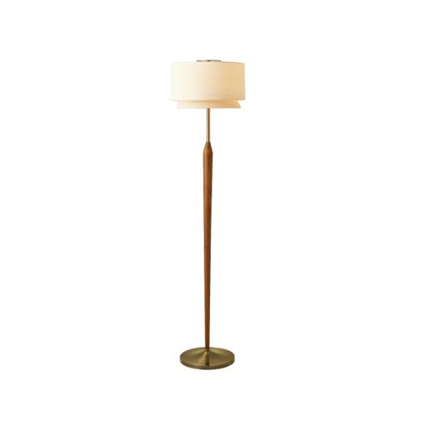 ●電球別売品：E26/60Wまで使用可能 ●サイズ：W36×D36×H151cm ●重量：6.4kg ●素材：スチール、布、木 ●スイッチ：フットスイッチ式(ON/OFF) ●コード長：2.1m