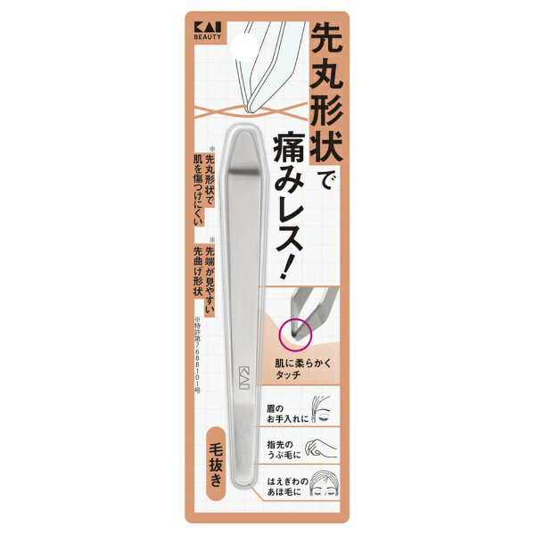 先端先丸形状で肌当たりが優しい毛抜きです。先曲げ形状により毛を捉えるための視認性が向上し、すっきりとした凹凸のないデザインに仕上がりました。※この商品は、商品デザイン・パッケージが予告なく変更される場合があります。
