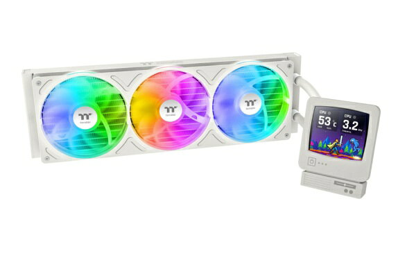 CRTモニター風の3.7インチLCDディスプレイを搭載した、レトロな雰囲気の水冷一体型CPUクーラー■360/240mmサイズの水冷ラジエーターを搭載■ポンプカバーに3.7インチのLCDパネルを搭載■管理ソフトウェア「TT RGB PLUS...