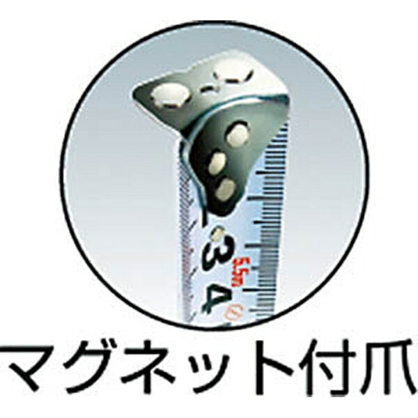 ■強力磁石で鉄骨に爪が着きます。■両面目盛で裏面からも測定できます。■エラストマー樹脂でガードしており仕上げ面を傷つけにくいです。【用途】・測定用。【仕様】・テープ長さ（m）： 5.5・テープ幅（mm）： 25・水平保持（m）： 2.4・目...