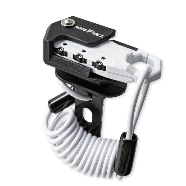 ●Φ1000mmコイルタイプのヘルメットロック ホワイト。ヘルメットを車体に固定するワイヤーロックのホワイトカラーモデル（コイル1000mm）。■ケーブル長：1000mm■素材はMF-4753の構成に準拠