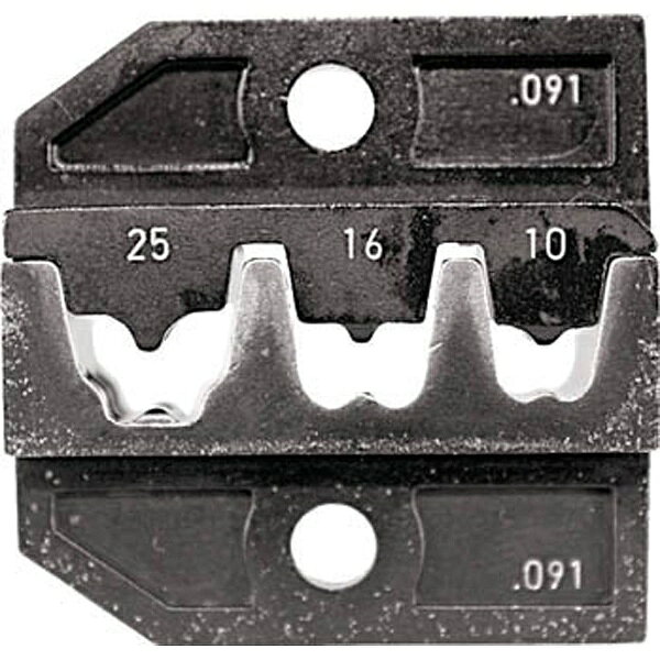 ■圧着システムプライヤー（PEW12）用の圧着ダイスセットです。【仕様】・全長（mm）： 65・圧着能力（［［MM2］］）： 10、16、25・適合機種： 本体品番： 624-000-3、R624-281-3-0、R624-369-3・端子...