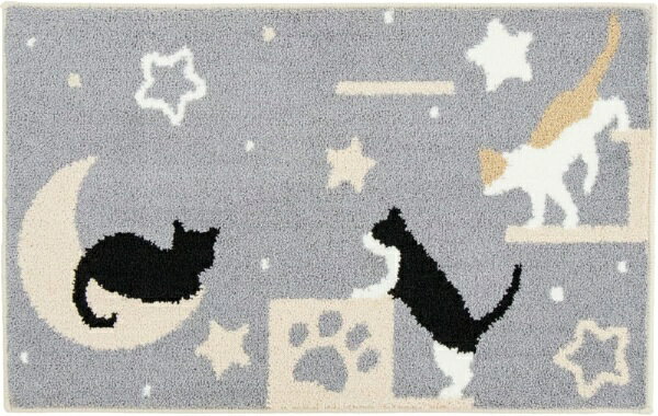 かわいいネコ柄デザイン猫のいる暮らしをおしゃれに、玄関やキッチンなど様々な場所に癒しとぬくもりをプラス。特殊すべり止め加工でズレにくいマット裏面に特殊なすべり止め加工を施しており人通りの多い場所に敷いてもずれにくいです。洗濯機で丸洗いOK洗...