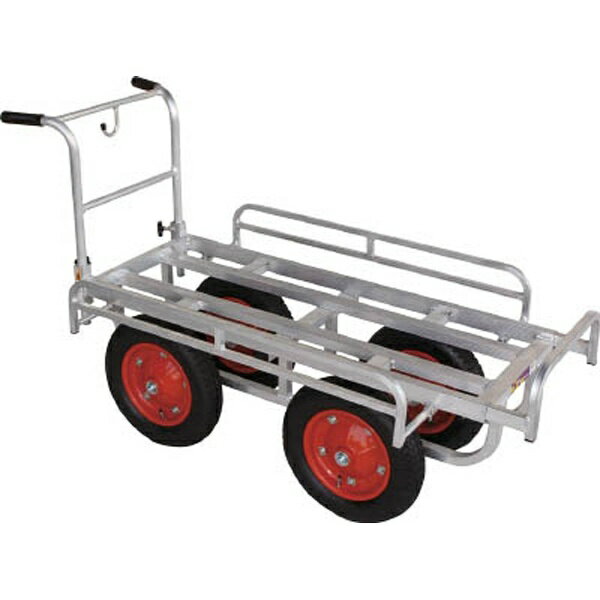 ■13×3T（直径36cm）を使用のため、悪路での走行に最適です。■タイヤの直径が約36cmと大きく、荷台面が約42cmと高いため、腰をあまり曲げなくても収穫物をコンテナに入れられます。【用途】・コンテナなどの運搬に【仕様】・均等荷重（kg...