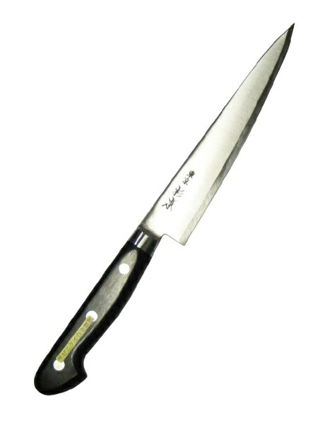 両刃■C・M製品は、従来の炭素鋼の製品に、クローム、モリブデンを含有した製品で、錆にくく、切れ味も炭素鋼の製品に近い切れ味を示します。プロ用のステンレス製品として杉本が自信をもってお薦めする庖丁です。