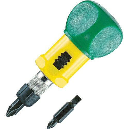 ■ラチェット機能と早回し機構付で作業効率が向上します。【用途】・通常のドライバーでは入らない狭いスペースでの作業に最適です。【仕様】・刃先： ［［＋］］No.2/［［−］］6、［［＋］］No.1/［［−］］4.5mm・全長（mm）： 95・...