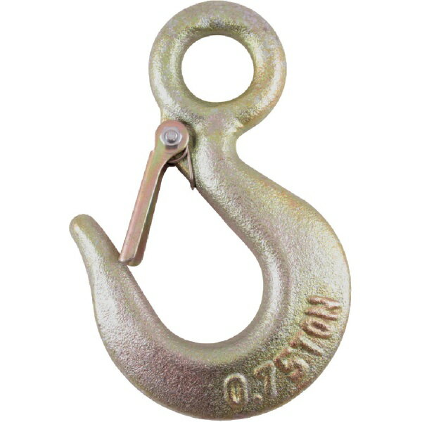 ■メッキ加工をしています。【用途】・ワイヤロープ、チェーンなどの先端金具。【仕様】・基本使用荷重（t）： 0.75・寸法（mm）C： 23・寸法（mm）D： 19・寸法（mm）H： 110・寸法（mm）L： 72・ラッチ付・メッキ品