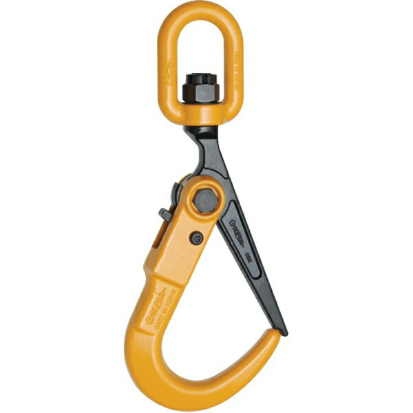 ■スイベルアイ付で、ワイヤロープなどのより戻しがスムーズで敷鉄板などの回転防止となります。■吊り上げ時は自動的に閉鎖ロックが掛かり、ワークから外れることがなく安全です。【用途】・敷鉄板の運搬・施工作業や安全フックとして直吊り作業に。【仕様】...