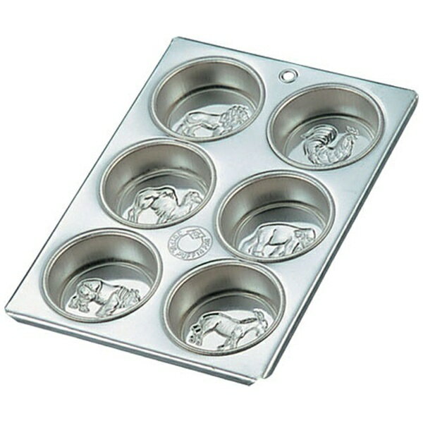 動物モチーフのかわいいブリキのマフィン型です。6個のマフィンを一度に焼けるので、パーティーやイベントにもぴったり。ブリキ製で熱伝導率が高く、均一に焼き上げることができます。