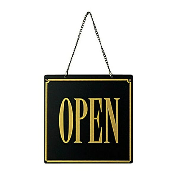 「OPEN」と「CLOSED」の両面表示が可能なオープンプレートです。ブラックカラーで落ち着いた印象を与え、様々なシーンで活躍します。シンプルながらも存在感のあるデザインが魅力です。210×210mmのサイズで、使い勝手も抜群です。