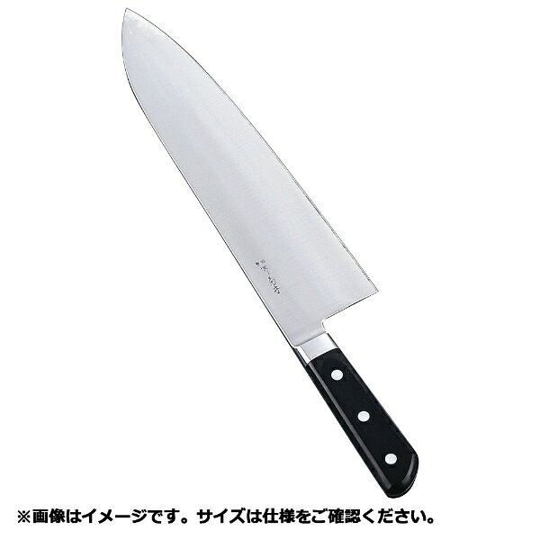 日本鋼を使用し職人が丹精込めて作り上げた、堺 菊守 日本鋼シリーズ「巾広厚口牛刀」■包丁の仕様・形状：牛刀（洋刃）型・刃型：両刃・表示サイズ：33cm※表示サイズは、マチ付き包丁は刃先からマチまで、マチ無し包丁は刃渡り（刃先からアゴまで）の...