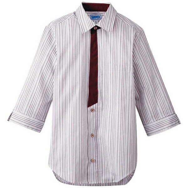 ■エンジ色のストライプが入った、七分袖のシャツです。■男女兼用となっております。