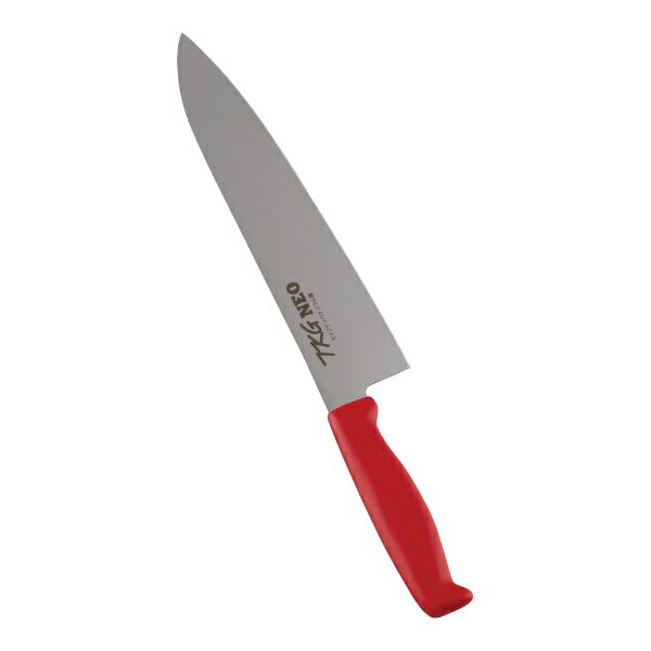 衛生管理に最適、TKG-NEOカラーシリーズ「牛刀」■包丁の仕様・形状：牛刀（洋刃）型・刃型：両刃・刃渡りサイズ：24cm・ハンドルカラー：レッド■現場の声にもとづいた構造のハンドル　握りやすく、疲れない、滑りにくい、耐久性抜群のハンドルに...