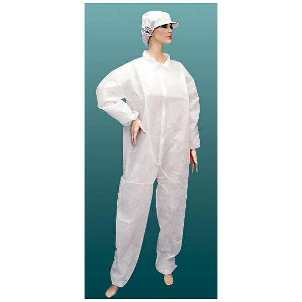 不織布製のつなぎ服で、体全体を覆って外部のチリや汚れから体を守ります。内部からのチリも外に漏れません。洗濯ネットを使用すれば、数回洗濯できます。