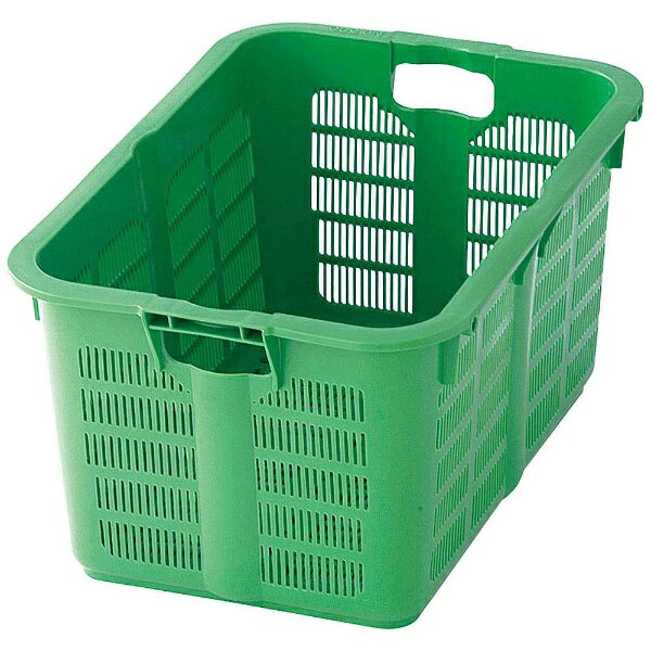 岐阜プラスチック工業製のプラスケットNo.500です。グリーンカラーで、外寸は578×386×281mm、内寸は518×338×260mm、容量は39L、質量は1.8kgです。スタッキング金具やキャスター（φ40自在車4個）などのオプション...