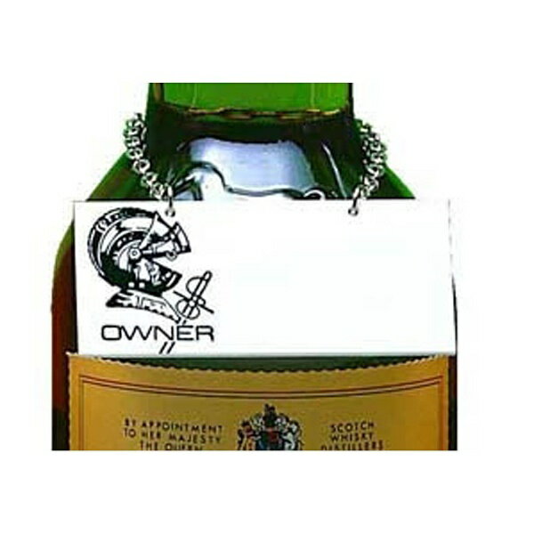 高級感のある真鍮製の鎖が特徴のボトルタッグです。アクリル樹脂製の本体と真鍮製の鎖の組み合わせが、飲食店のボトルキープ演出に最適です。名札としてもご使用いただけます。