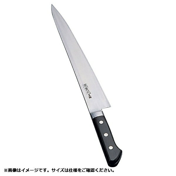 刀身に日本鋼を使用した洋包丁、堺實光 日本鋼シリーズ「筋引」■包丁の仕様・形状：筋引（スライサー）型・刃型：片刃・刃渡りサイズ：27cm■日本鋼を使用　日本鋼はモリブデン鋼に比べてサビやすいですが、優れた刃持ちと鋭い切れ味を持続します。■和...