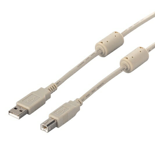 ノイズの影響を受けにくいフェライトコア付！USB2.0ケーブル■フェライトコア付きUSB2.0対応USBケーブル（Type-A to Type-B）USB2.0規格のパソコンやUSBハブと、USB2.0規格対応のハードディスク・CDドライブ...