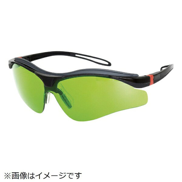 ■スポーティでスタイリッシュな遮光メガネです。【用途】・ガス溶接作業用。【仕様】・レンズ色： グリーン・テンプル色： ブラック・幅（mm）： 144・高さ（mm）： 48・遮光度： #3・規格： アメリカ安全規格ANSI Z87.1【材質／...
