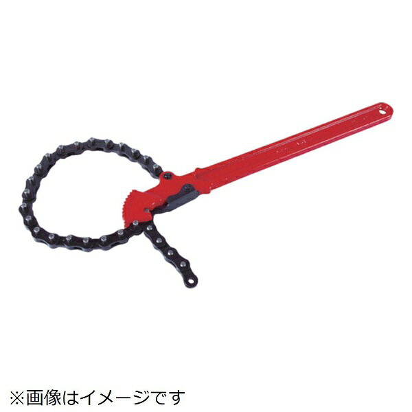 ■パイプレンチが使用できない狭所作業や、異形物を確実につかみます。【用途】・ガス、水道管など狭所での締め付け、解体作業に。【仕様】・くわえられる管呼び寸法： 40〜125・くわえられる管外径（mm）： 45〜140・チェーン長さ（mm）： ...