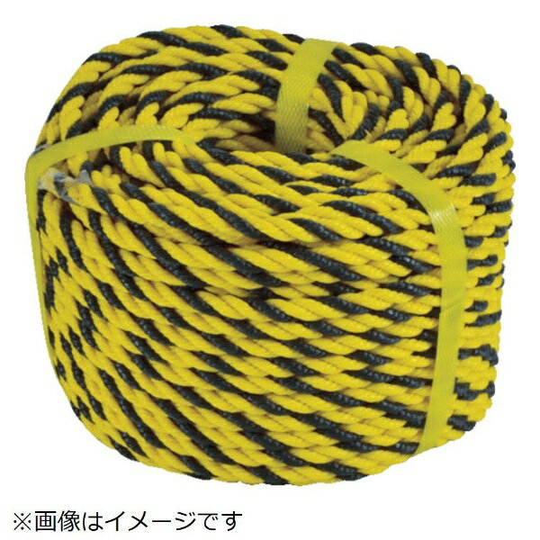 ■工事現場などにおいて、安全標識、または区画整理用として使用できる、廉価版の黒黄色の2色のトラロープです。【用途】・立入禁止・危険区域の表示。【仕様】・色： 黄/黒・線径（mm）： 7.5・長さ（m）： 100・包装形態： バンド掛巻【材質...