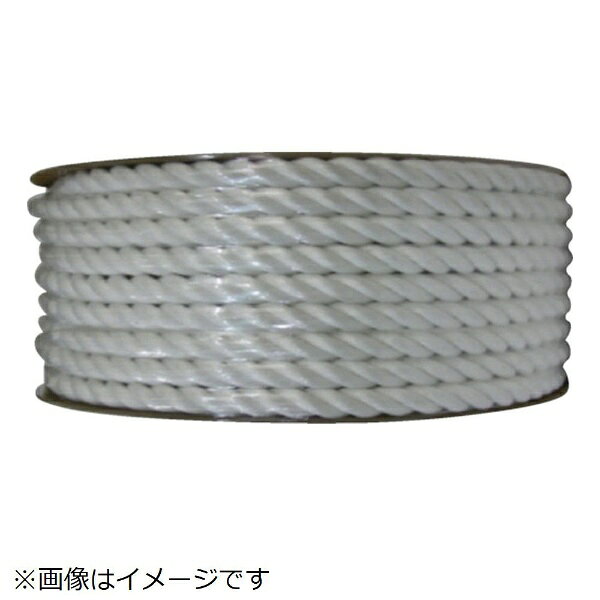 ■手触りが良く扱いやすい、耐候性、耐久性に優れた強度の強いロープです。【用途】・各種結束、テント・タープ用など。・各種作業、親綱、避難用等に。【仕様】・色： 白・線径（mm）： 24・長さ（m）： 50・包装形態： ドラム巻