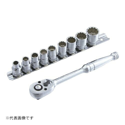 ●3/8インチDR.10PC.ソケット＆ラチェットハンドル●ハンガーセット8，9，10，11，12，13，14，17，19mm●ラチェットハンドル190mm●ソケットハンガーユニット220mm■型番：101-33M■セット内容：3/8インチ...