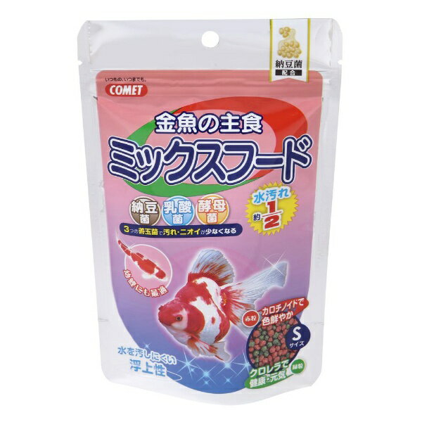 クロレラエキスを配合した緑粒と、カロチノイドを配合した赤粒をミックスした金魚・鯉が健康に育つバランス栄養フードです。3種の善玉菌（納豆菌・酵母菌・乳酸菌）が、消化吸収や排泄物の分解力を高め、水の汚れや嫌なニオイを減らします。 -------...