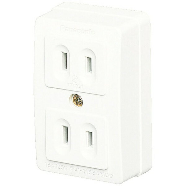 ■色：ミルキーホワイト■定格：15A 125V■幅48×長さ74×厚さ28mm■コンセント数：2個口■質量：79g 【WK1021】