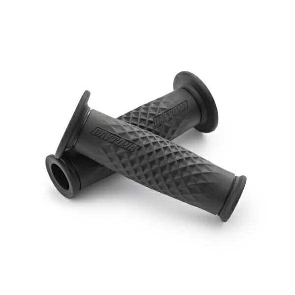 ●ワッフルデザインの樽型グリップ●さまざまなスタイルにマッチします。　・インチバー用　・全長125mm　・タイプ：エンド貫通■品番：15587■カラー：ブラック