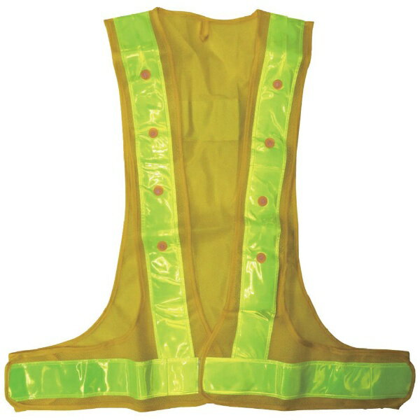 ■3L〜4Lの方が使用可能な安全ベストです。■防寒着の上からでも着用可能です。■警備、交通誘導 夜間作業 防犯活動に。■サイズ：キング■色：黄/黄■LED色：赤■着丈(cm)：67■胴周り寸法(cm)：115〜140■電源：単3電池(2個)...
