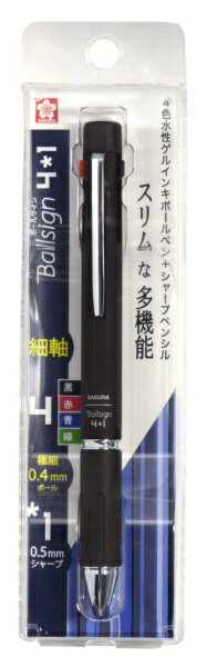 【仕様】極細0．4mm×4色ボールペン＋0．5mmシャープの多機能ボールペン【ボールペン】4色／黒・赤・青・緑【軸】携帯しやすい細軸12mm／クラス最細【インキ】「Ballsign」シリーズと同じ水性顔料ゲルインキ採用／手帳や細かい所にも色...