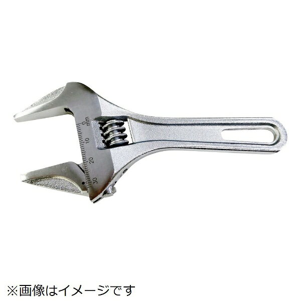 ■通常より2サイズ上のボルト・ナット対応できる超ワイドタイプです。■軽量タイプでありながら、強度はJIS　H級をクリアしています。■目盛付です。■全長(mm)：118■最大口開き(mm)：28■先端厚さ(mm)：4.5■硬度：HRC40〜5...