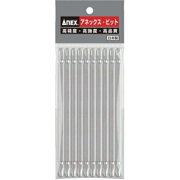 ■無電解ニッケルメッキ仕上げです。■サビに強く、均一なメッキ層で先端も高精度です。■耐久性抜群です。■刃先：マグネット付■全長(mm)：150■両頭ビット■刃先サイズ：＋No.3■六角軸対辺(mm)：6.35■取付本数：10本■ビット材質:...