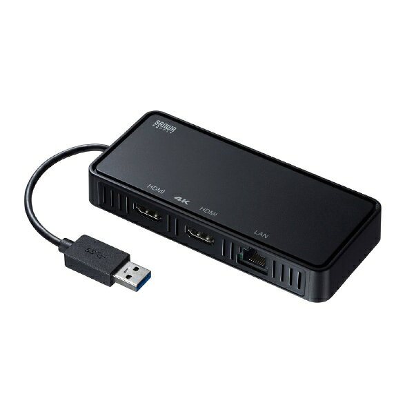 USBポートから4K解像度対応のHDMI×2出力、ギガビット通信対応LANポートに変換できるUSB3.1-HDMI＋LAN変換アダプタ。「USB3.1-HDMIディスプレイアダプタ(4K対応・ 2出力・LAN-ポート付き)」●USB3.1（...