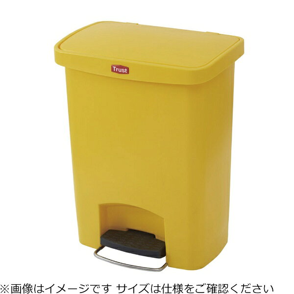 手を使わずにペダルで開閉ができる幅広タイプのゴミ箱（製品仕様）容量(L)：15幅×奥行×高さ(mm)：377×230×399カラー：イエロー■フットペダル式　両手がふさがっていてもフタの開閉ができるので便利です。■片開きのフタ　フタはペダル...