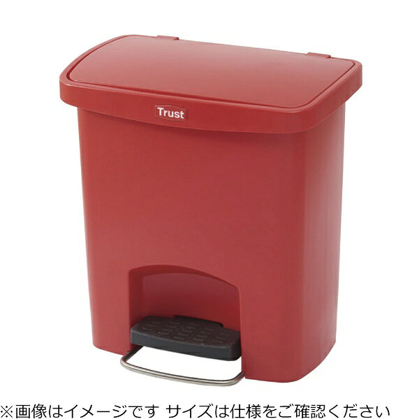 手を使わずにペダルで開閉ができる幅広タイプのゴミ箱（製品仕様）容量(L)：50幅×奥行×高さ(mm)：456×292×719カラー：レッド■フットペダル式　両手がふさがっていてもフタの開閉ができるので便利です。■片開きのフタ　フタはペダル側...