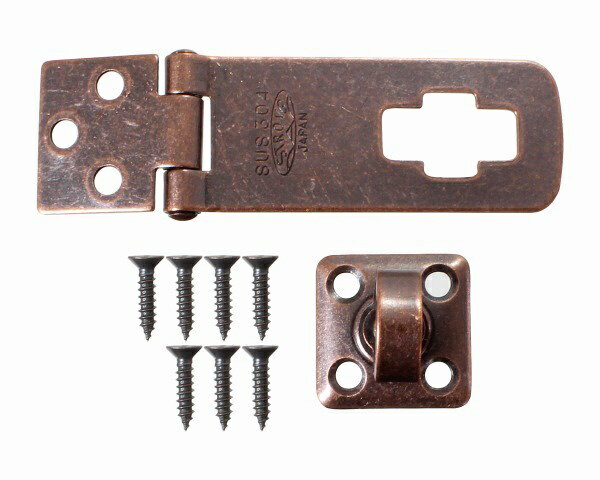 サイズ： 70mm重量： 約50g材質： ステンレス物入れ、ペット小屋、道具箱等の扉やフタ部分の止め具に使うことができる。・南京錠を付けることによりいたずら行為の抑制にもつながる。・ドアや戸の内締り金具として便利