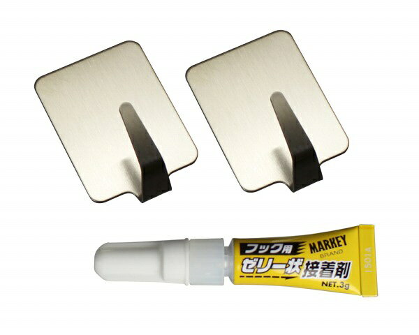 短時間で強力接着でき、屋外でも使えます。壁掛け・物掛けフックシリーズ壁面取付用吊り下げフック。コンクリートブロックにも取付可能です。垂直静止荷重： 8kg。フック入数： 2。