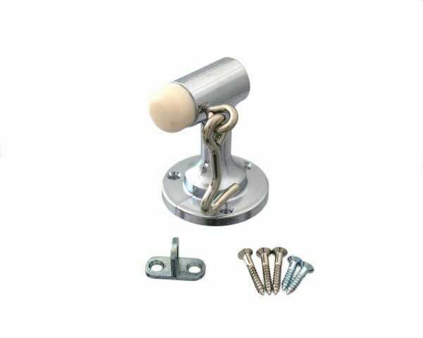 ドアと壁を衝撃から守ります。戸当り・ドアストッパーシリーズ扉や壁の保護及び扉の固定。ドアを開いた時に、ドアやドアノブが壁に当たらないように保護します。フックでドアを開いた状態で固定できます。床に取り付けるタイプです。カラー、仕上： クローム...