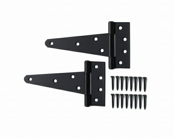 ガーデンファニチャーにピッタリです。ガーデニング金具■特徴： ガーデニングのドアにマッチするヒンジ。■材質： 本体/スチール　黒塗装■サイズ： 全長　95×38＋148ミリ■入数： 　　2枚※薄い板に取り付けてネジが飛び出る場合は、裏に当て...