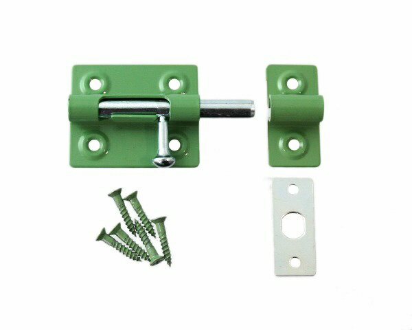 開き戸などを固定する金具です。防犯用補助錠金具開き戸等の施錠。ドアなどを内側から閉めるのに用います。サイズ： 大。本体金具ビスピッチ： 24.5mm。受け金具ビスピッチ： 19mm。