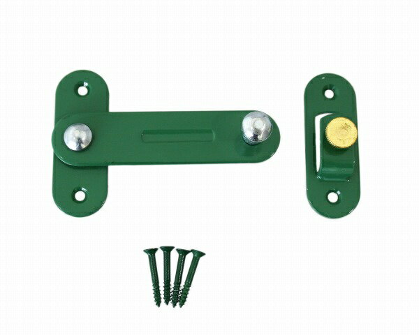 開き戸などを固定する金具です。防犯用補助錠金具開き戸等の施錠。扉の開き止めに便利です。本体金具ビスピッチ： 49mm。受け金具ビスピッチ： 49mm。