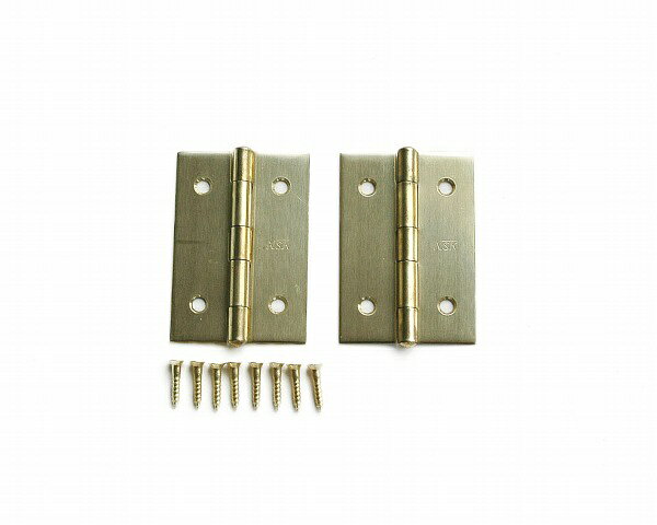 家具・建具の組立・補修等に最適な蝶番です。家具・タンスの蝶番（丁番）シリーズ■材質： 真鍮■入数： 2枚家具・建具の開き扉用丁番。開き戸などの開閉軸に用いる金物です。サイズ： 51mm。入数： 2。