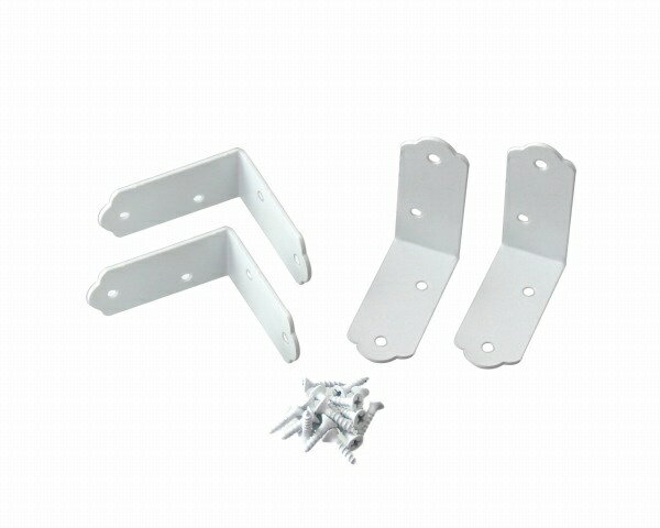 家具などの作成や補修に便利な金具です。金具・ジョイント・DIY部品シリーズ補強金具、機器などの取付。棚などの作成時や補強に最適です。サイズ： 幅15.5×長さ36.5×36.5mm。板厚： 1mm。使用ビス： 2.1×10。カラー： 白。