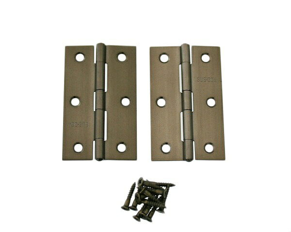 家具・建具の組立・補修等に最適な蝶番です。家具・タンスの蝶番（丁番）シリーズ家具・建具の開き扉用丁番。開き戸の開閉軸に用いる金物です。サイズ： 64mm。入数： 2。カラー・仕上： アンバー。