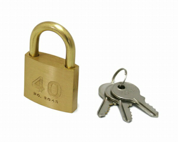 シリンダー錠タイプの南京錠です。南京錠・符号錠・ダイヤル錠シリーズ扉・ロッカー・郵便受け等の施錠。ポピュラーな錠前です。サイズ： 40mm。