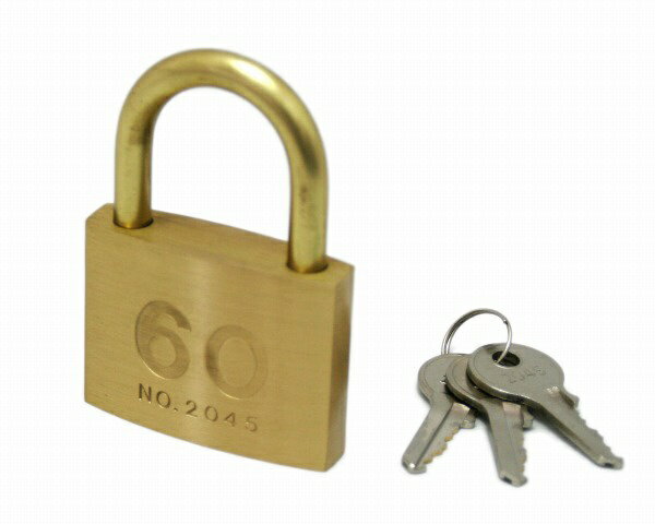 シリンダー錠タイプの南京錠です。南京錠・符号錠・ダイヤル錠シリーズ扉・ロッカー・郵便受け等の施錠。ポピュラーな錠前です。サイズ： 60mm。