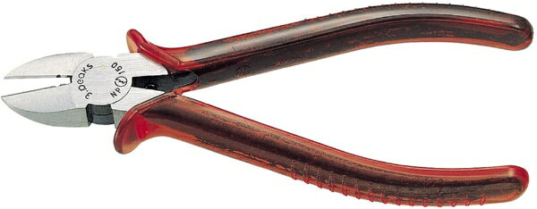 材料：S58C。グリップ材質： エラストマー。硬度（HRC)：56から64（刃部）。鉄線切断能力：1.9mm、銅線切断能力：3.2mm、VVF線2芯切断能力：1.6mm、より線切断能力：2.0mm2。