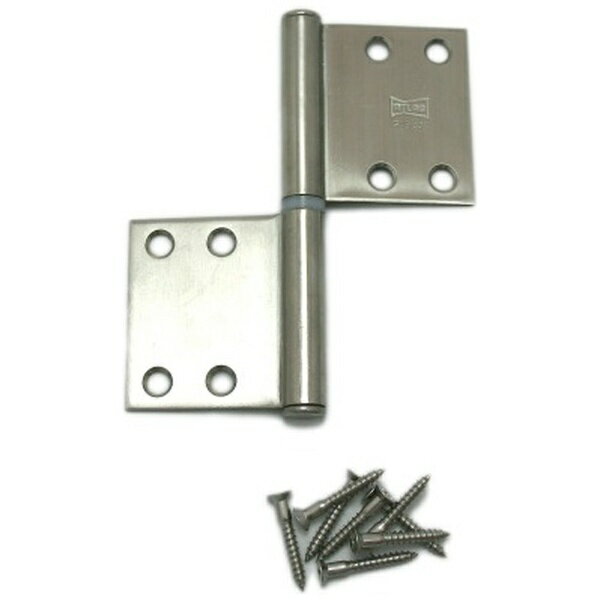 家具・建具の組立・補修等に最適な蝶番です。家具・タンスの蝶番（丁番）シリーズ家具・建具の開き扉用丁番。開き戸などの開閉軸に用いる左右兼用タイプの旗蝶番です。サイズ： 102×89mm。カラー・仕上： ヘアーライン。